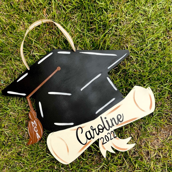 Graduation Cap & Diploma - 01625- Unfinished Wood Laser Cutout, Wreath ...