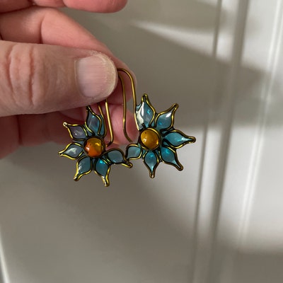 Aros de cobre, aros boho, aros color bronce, aros hippies de resina ...