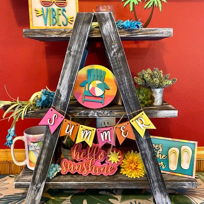 Summer Tiered Tray Set Summer Vibes Tray Decor Set of 6 DIY Summer ...