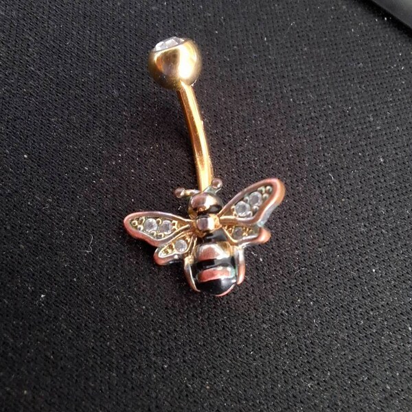 14G Bee Belly Button Ring/cz Belly Jewelry/navel Ring/navel Piercing ...
