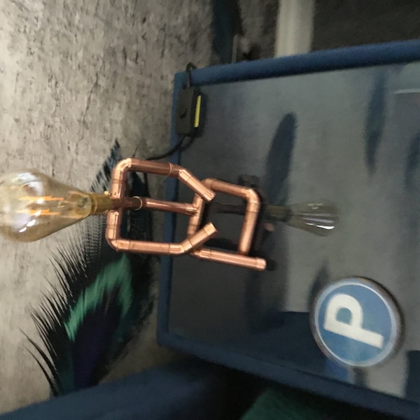 Large Double Light Copper Pipe Lamp Retro Man on A Bench Lamp Post ...
