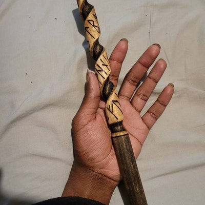 Runecaller Norse Rune Wand Volva Staff Distaff Asatru Altar Divination ...