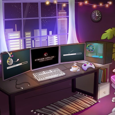 Cozy Twitch Overlay Stream Screen Clover Lofi Desk Stream - Etsy