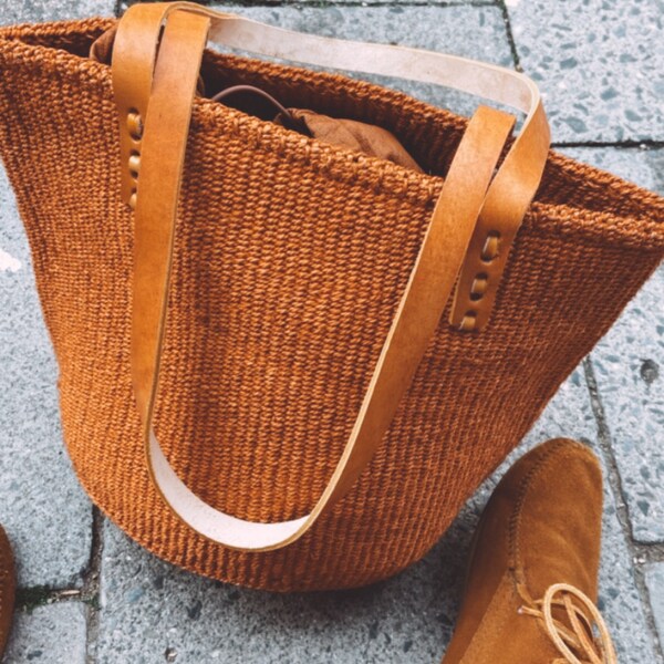 Woven Sisal Shopping Bag,sisal Tote,summer Bag,kiondo Natural Bag,woven ...