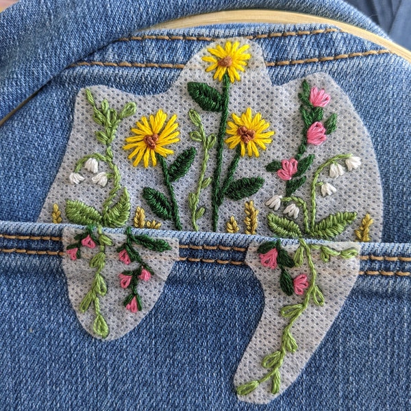 Pocket Flower Kit-hand Embroidery Stitch on Jeans-embroidery Starter ...