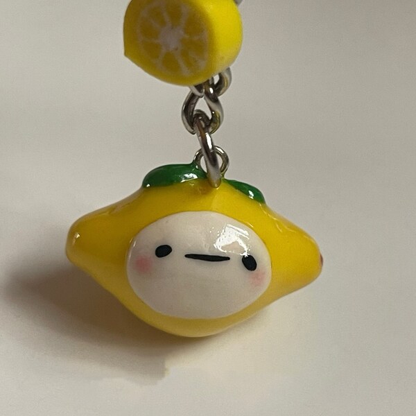 Lemon Kitty Keychain Cat Polymer Clay Handmade Cute - Etsy