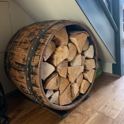 Whisky Barrel Log and Kindling Store / Fire Companion - Etsy UK