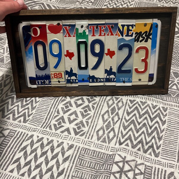 Custom Rustic Empty Wood License Plate Display Frame With Key Hooks ...