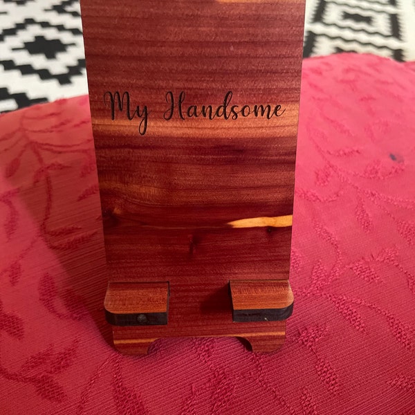 Custom Wood Phone Stand With Personalized Message (handwritten or Typed ...
