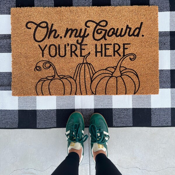 Funny Doormat: Oh My Gourd You're Here Halloween Pumpkin Welcome 1796 ...