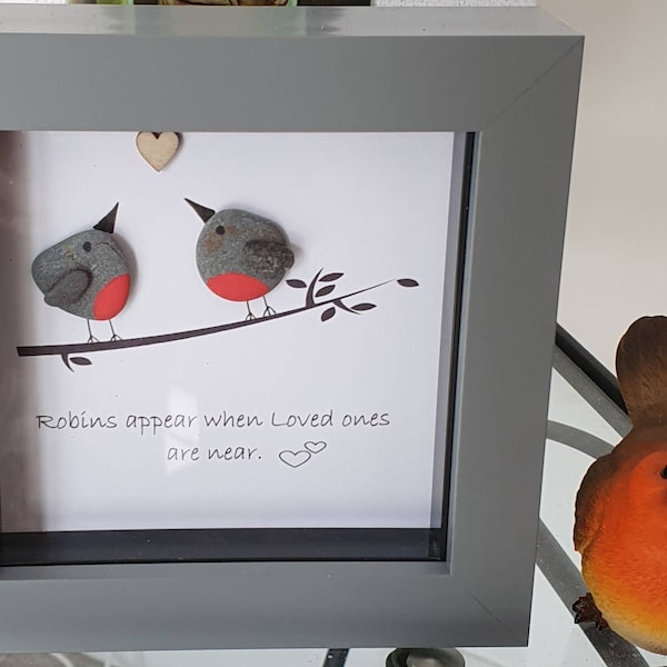 Robins Appear When Loved Ones Are Near, Frame Pebble Art, Robin Pebble ...