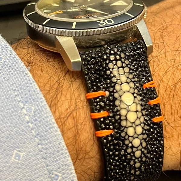 Stingray Watch Strap Double Diamond Black Color With Black Stitching ...