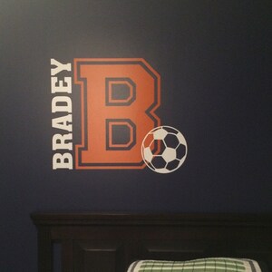 Sports Wall Decal Soccer Varsity Letter, Vinyl Wall Lettering Custom ...