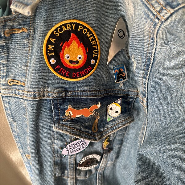 Calcifer Embroidered Patch - Howl's Moving Castle Patch - I'm a Scary Powerful Fire Demon ...