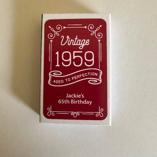 Birthday Party Favor Matches, Aged to Perfection Birthday Favors ...