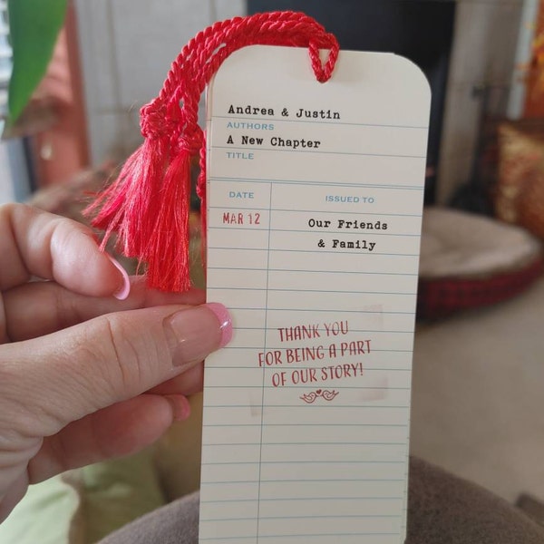 Personalized, Library Check-out Card Wedding Bookmark Favors - Etsy