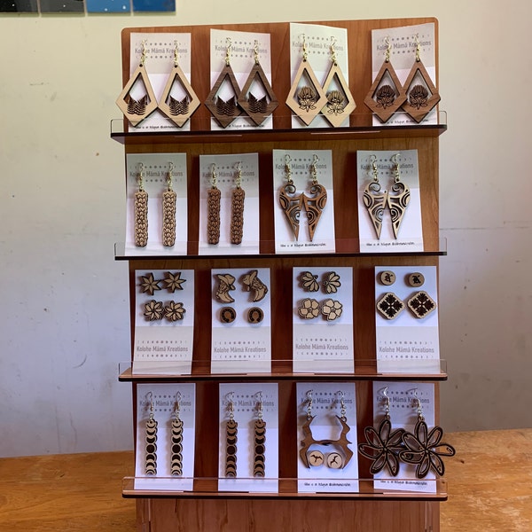 4 Layers Earring Display Stand With 20 of 80x50mm Earring Card Vector ...