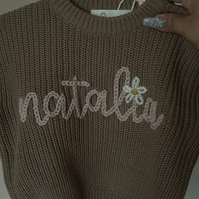 Personalized Hand Embroidered Name With One Flower Baby and Toddler ...