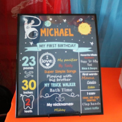 Editable Outer Space Birthday Milestones Sign Astronaut Birthday ...