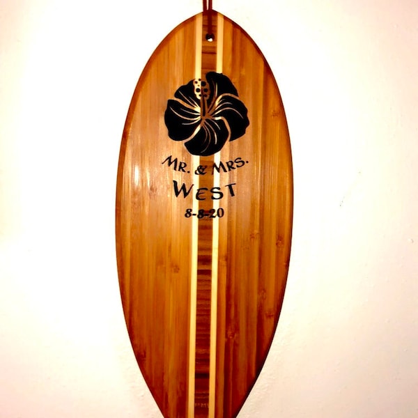 Custom Engraved Hawaiian Surfboard - Bamboo Cutting Board/decorative ...