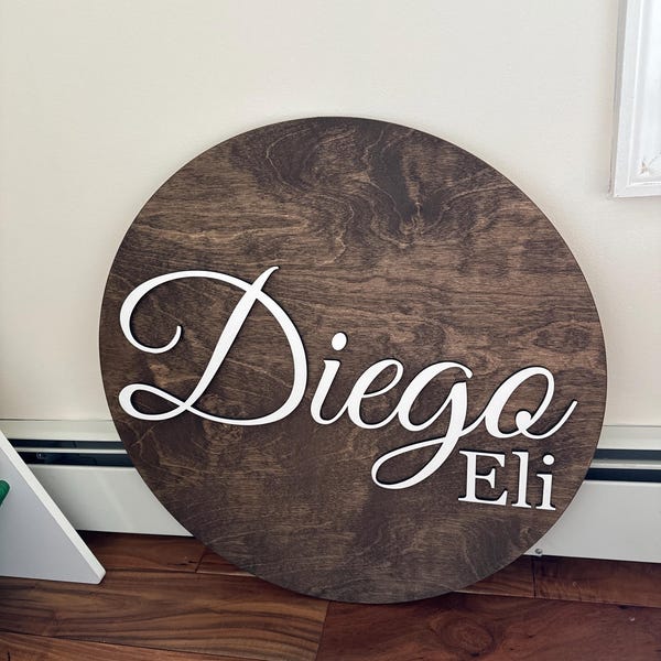 Customized Baby Name Sign, Baby Shower, Round Plaque, Personalized ...