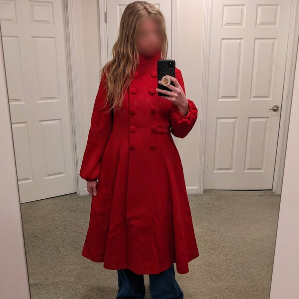 Red Coat, Wool Coat, Winter Coat, Warm Coat, Fit and Flare Coat, Long ...