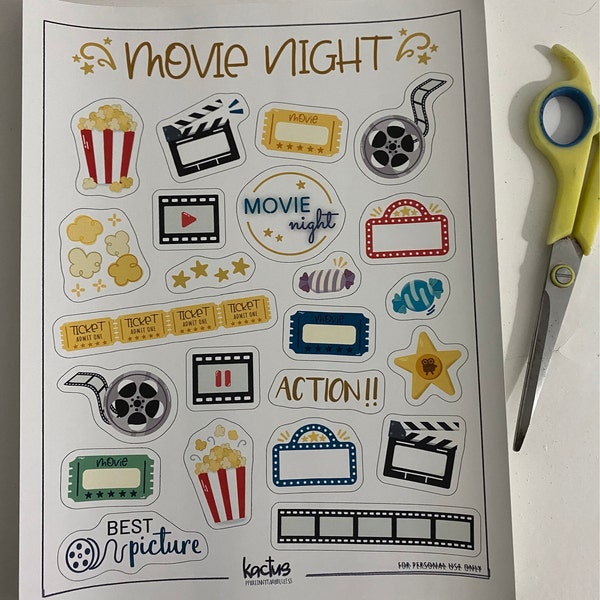 Printable Movie Stickers, Movie Planner Stickers, Bullet Journal ...