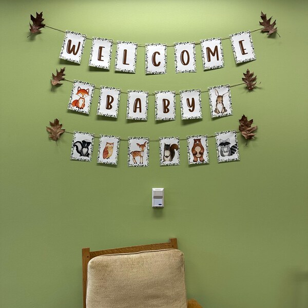 PRINTABLE Woodland Baby Shower Banner Welcome Baby Banner Woodland ...