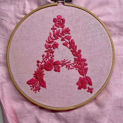 Letter A Botanical Embroidery Design Floral Monogram PDF - Etsy