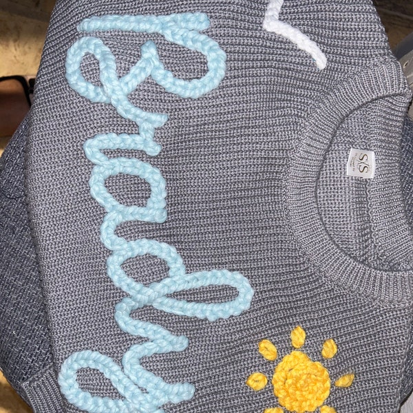 Custom Hand Embroidered Toddler and Baby Name Sweater Oversized Kids ...