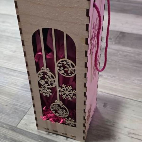 Christmas Box for Wine Bottles, Ceremony Wine Bottle Box, CNC Laser ...