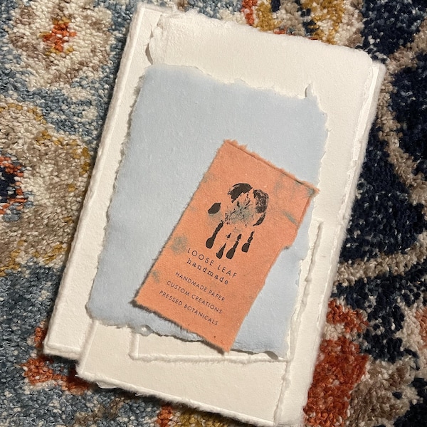 Cherry Blossom Bud Pressed Flower Deckled Edge 4x6 Inch Handmade Paper ...