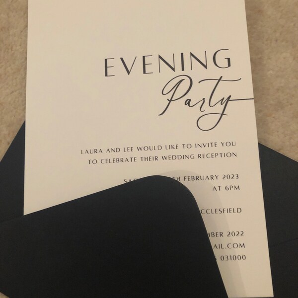 Save the Evening Invitation - Evening Reception Invite - Etsy UK