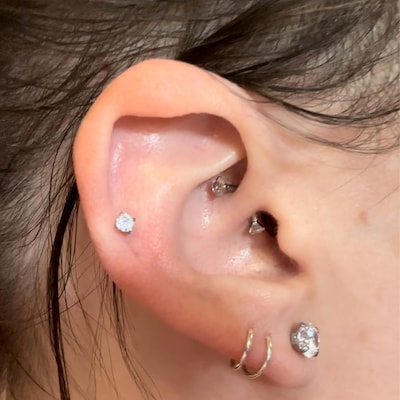 14k Solid Gold Daith Piercing,daith,internally Threaded Curved Barbell ...