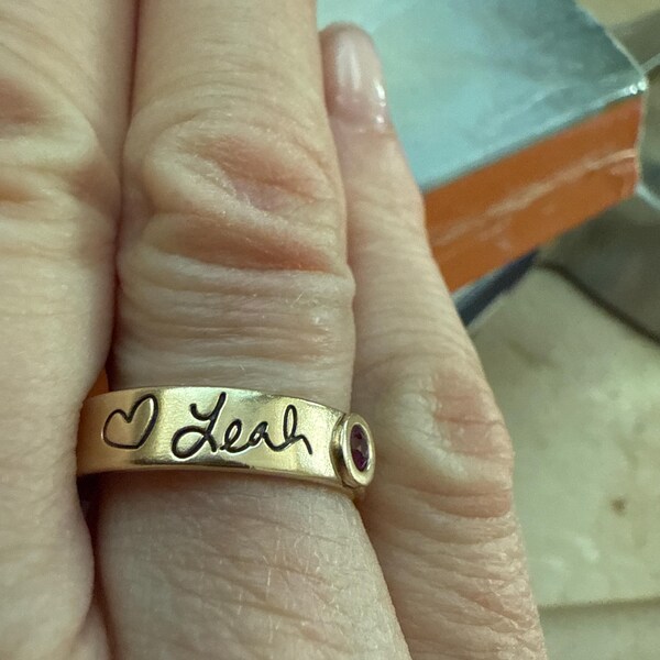 Custom Memorial Signature Ring - 14K Gold Handwriting Ring - Actual ...
