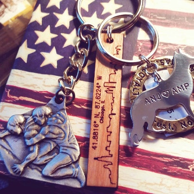 Chicago Skyline Urban Wood Keychain - Etsy