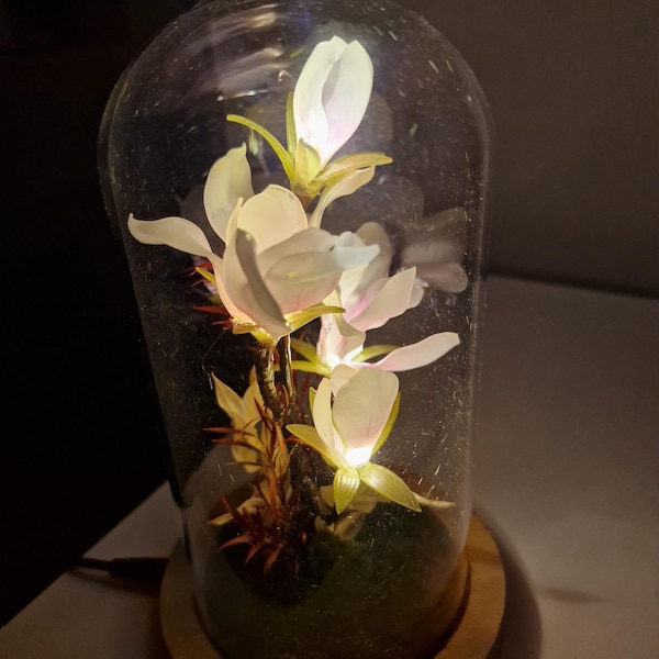 Personality Retro Morning Glory Glass Container Night Light Handmade ...