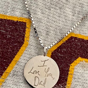 Gold Handwritten Pendant, 9K 14K 18K Gold Necklace, Both Sides ...