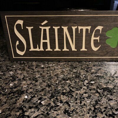 Mini St. Patrick's Day Decor Slainte Small Wood Sign With Shamrock Tiny ...