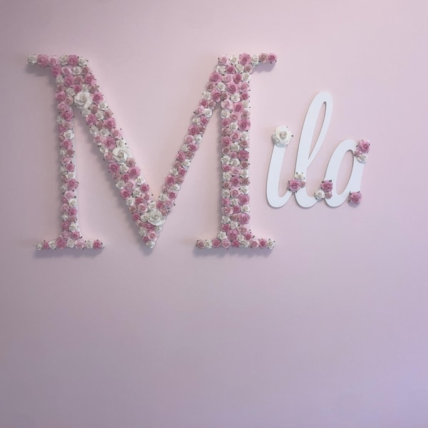 Flower Letters, Nursery Name Sign, Flower Wall Art, Flower Letter Name ...