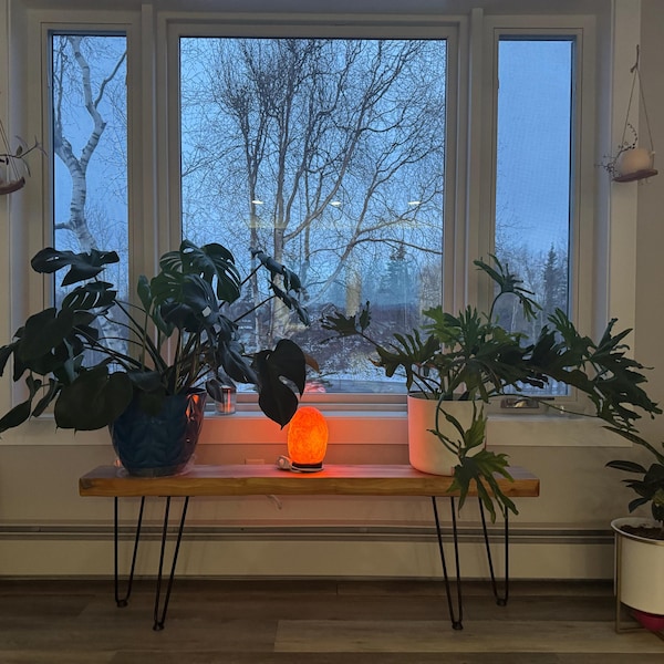 8" Deep Hand Carved Live Egde Bench With Metal Legs | Free Delivery | Rustic Modern Entryway ...