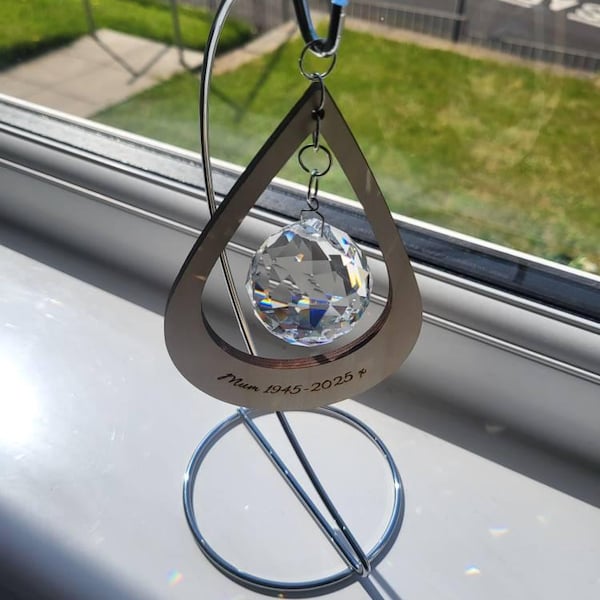 Custom Crystal Suncatcher - Memorial Gift With Photo, Rainbow Maker ...