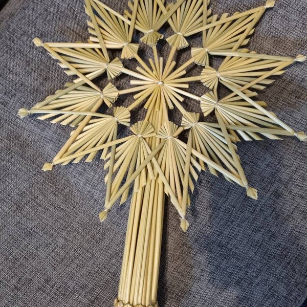 Straw Star Christmas Tree Topper – Handmade Ukrainian Ornament, Rustic ...