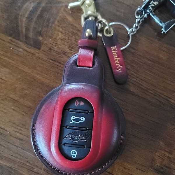 Mini Cooper Key Case - Handcrated Leather Key Fob Cover for Mini Cooper ...