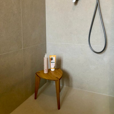 Acacia Stool Three-legged Bathroom Stool Chair Shower Stool Shower ...