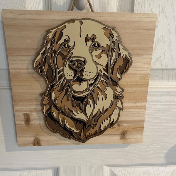 Multilayer Golden Retriever SVG Cut File Laser Paper Cutting Golden ...