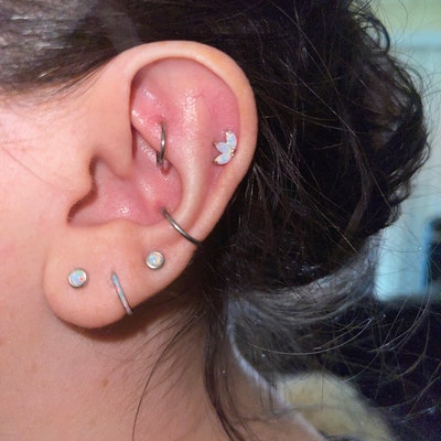 Genuine OPAL Crown Piercing single Triple Marquise Opal Piercing, 925 ...