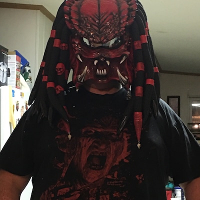 Red Devil Predator Motorcycle Helmet. Unique Exclusive Custom Made. DOT ...