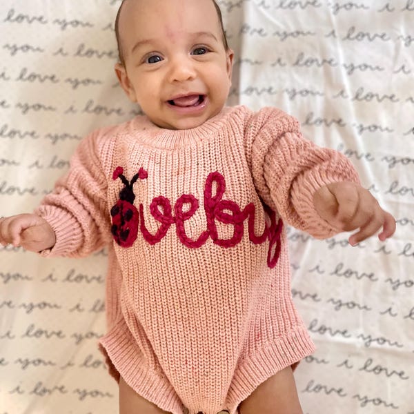 Lovebug Baby Sweater Romper - Baby and Toddler Chunky Knit Romper - Etsy
