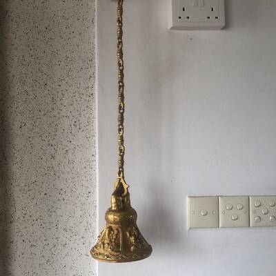 Indian Gods Engraved on Brass Hanging Bell, Hanging Decor Chain for ...